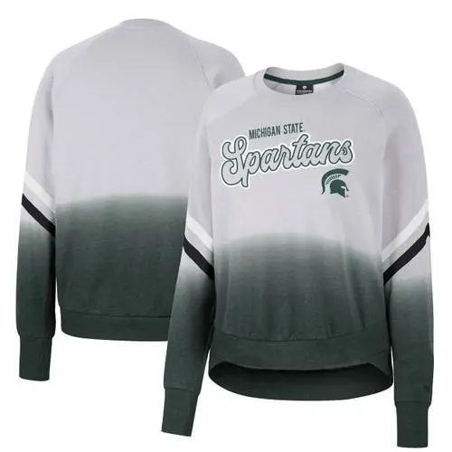 COLOSSEUM Michigan State Spartans Cue Cards Dip-dye Raglan Pullover Sweatshirt