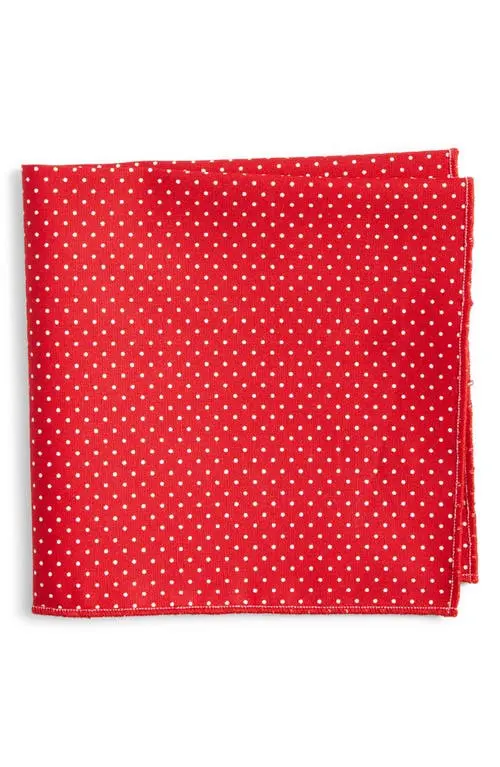 CLIFTON WILSON Dot Cotton Pocket Square - Red