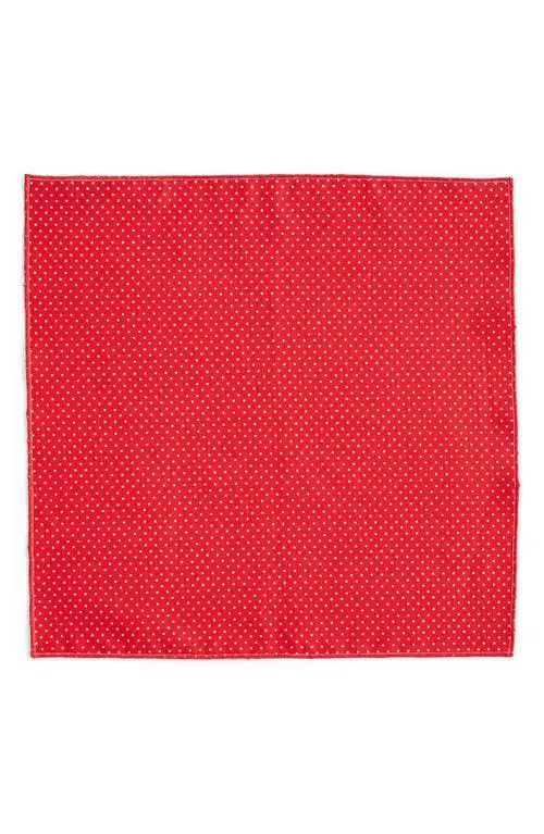 CLIFTON WILSON Dot Cotton Pocket Square - Red