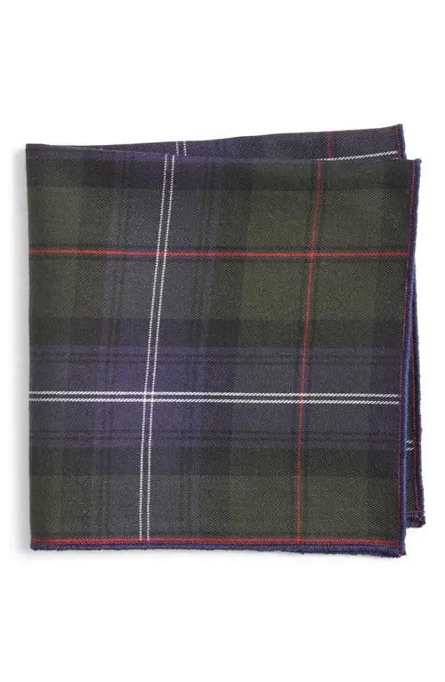CLIFTON WILSON Plaid Cotton Pocket Square - Navy