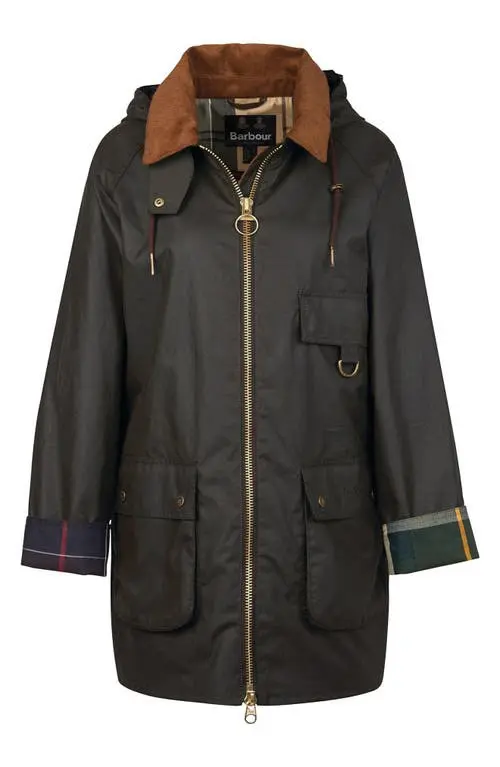 Barbour Highclere Hooded Waxed Jacket - Olive