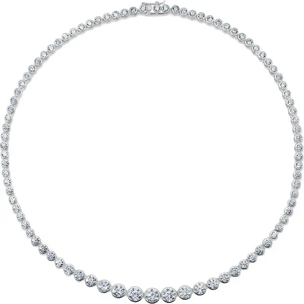 CRISLU Graduated Bezel Necklace - Platinum