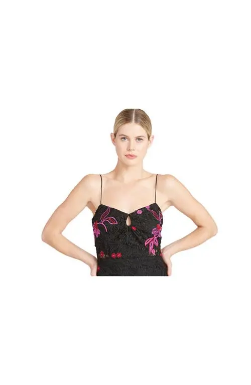 Monique Lhuillier Sleeveless Embroidered Lace A-line Dress