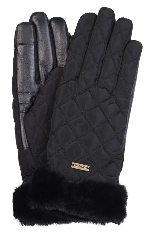 Barbour Norwood Mixed Media Gloves - Black
