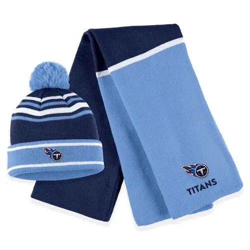 WEAR BY ERIN ANDREWS Tennessee Titans Colorblock Cuffed Knit Hat And Scarf Set - Navy