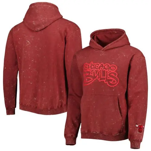 THE WILD COLLECTIVE Chicago Bulls Acid Wash Pullover Hoodie