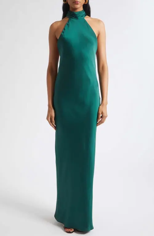 Ramy Brook Tatiana Halter Neck Gown - Deep Emerald
