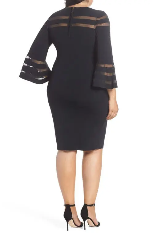 Eliza J Mesh Stripe Sheath Dress