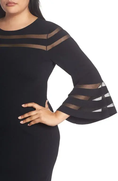 Eliza J Mesh Stripe Sheath Dress