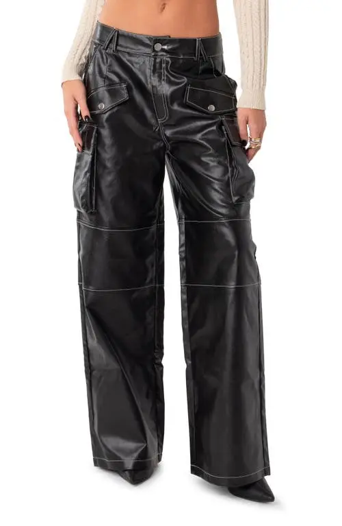 EDIKTED Faye Faux Leather Cargo Pants