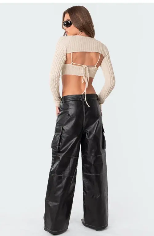 EDIKTED Faye Faux Leather Cargo Pants