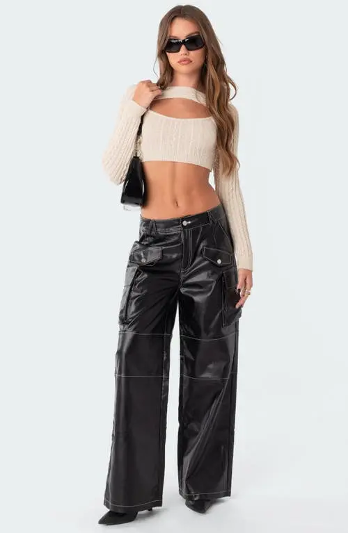EDIKTED Faye Faux Leather Cargo Pants