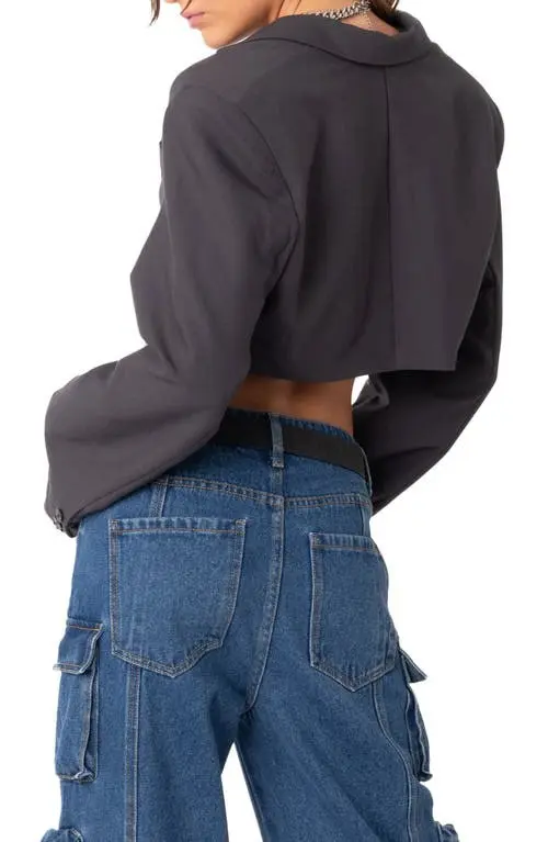 EDIKTED Cropped Blazer With Notched Lapels