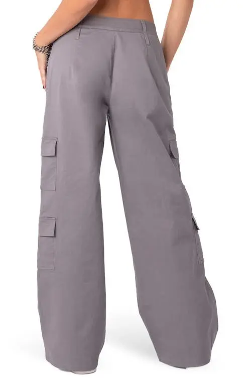 EDIKTED Zaria Stretch Cotton Cargo Pants - Gray