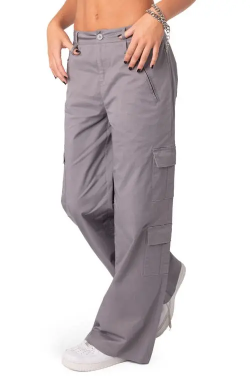 EDIKTED Zaria Stretch Cotton Cargo Pants - Gray
