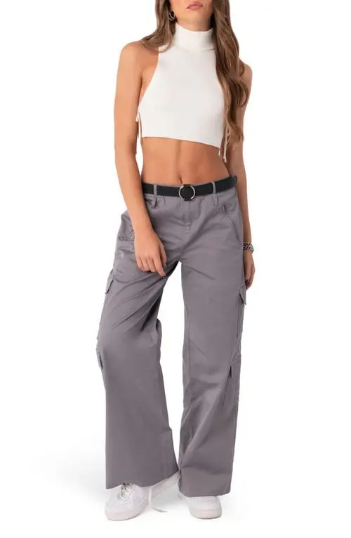 EDIKTED Zaria Stretch Cotton Cargo Pants - Gray