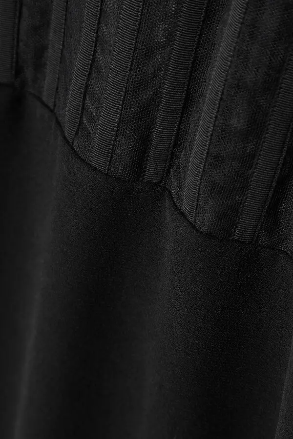 MONOT Mesh-paneled Crepe Gown