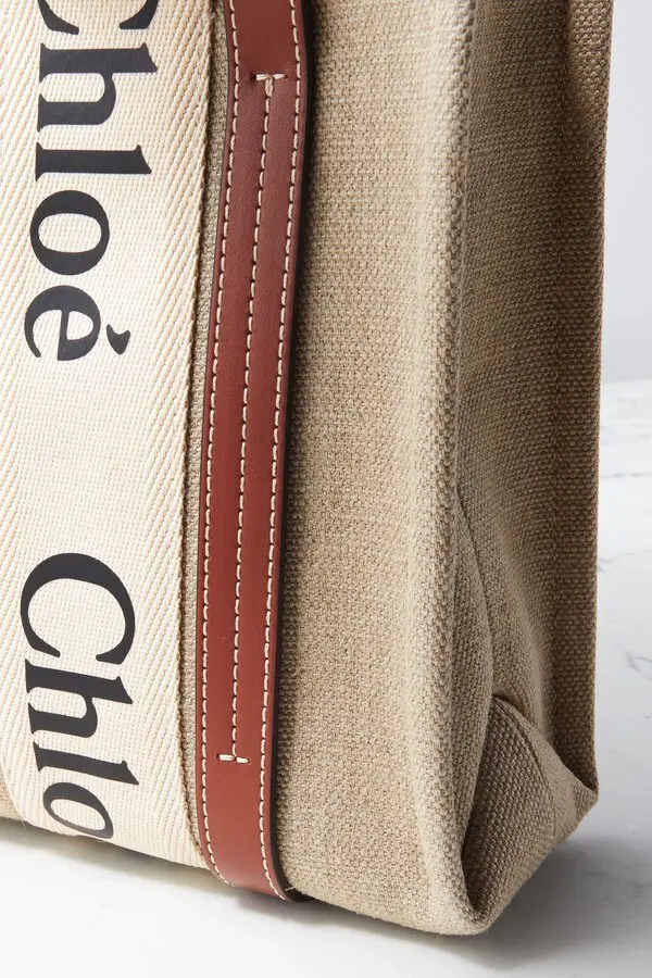 Chloé Net Sustain Woody Small Linen Tote - Brown