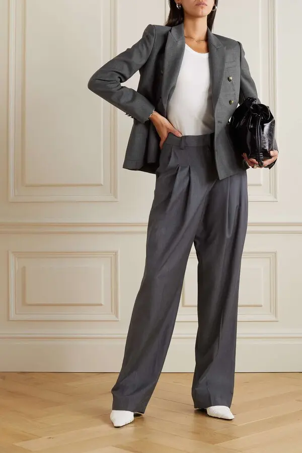 NILI LOTAN Nathalia Double-breasted Wool-twill Blazer