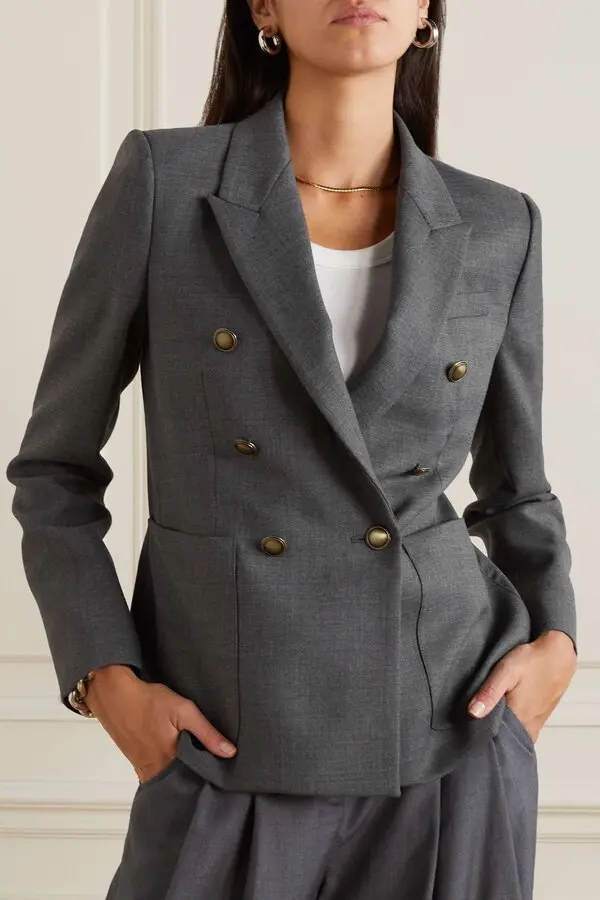 NILI LOTAN Nathalia Double-breasted Wool-twill Blazer