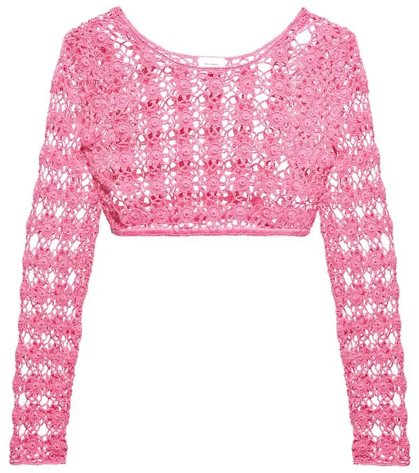 Anna Kosturova Bella Crochet Crop Top - Pink