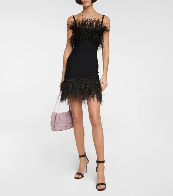 Staud Etta Feather-trimmed Minidress