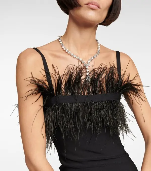Staud Etta Feather-trimmed Minidress
