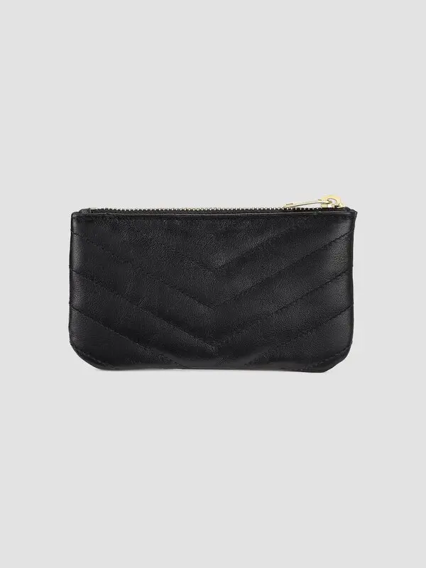 Saint Laurent Monogram Matelasse Leather Zip-around Wallet - Nero