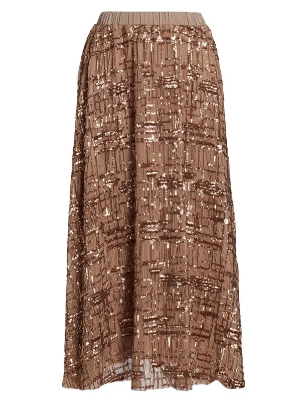 EN SAISON Romi Embellished Midi-skirt - Brown