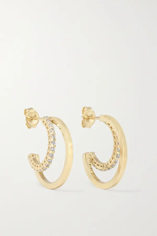 JENNIFER MEYER Double Hoops 18-karat Diamond Earrings - Gold