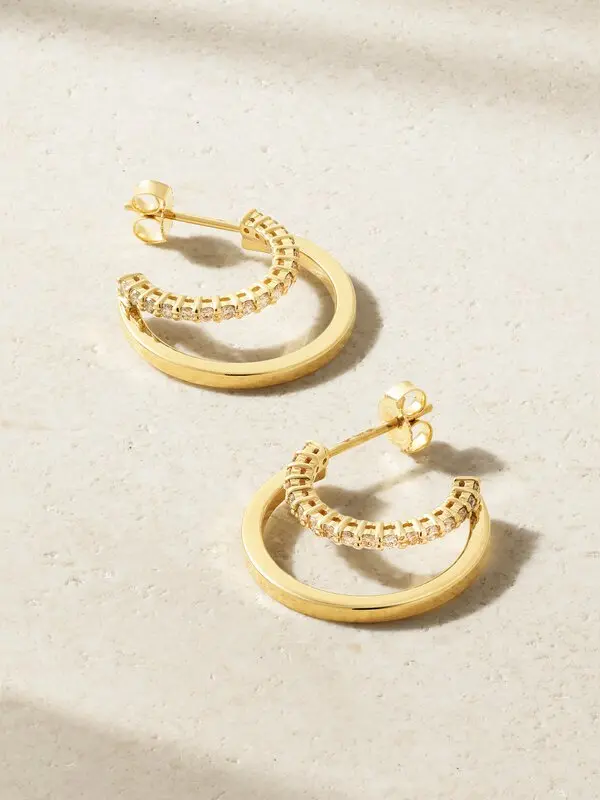 JENNIFER MEYER Double Hoops 18-karat Diamond Earrings - Gold