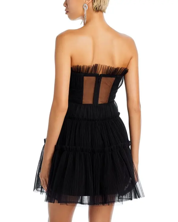 Bcbgmaxazria Strapless Tiered Tulle Mini Dress