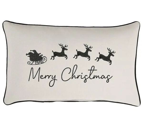 SORRA HOME Merry Christmas Embroidered Sunbrell A Pillow - One-color