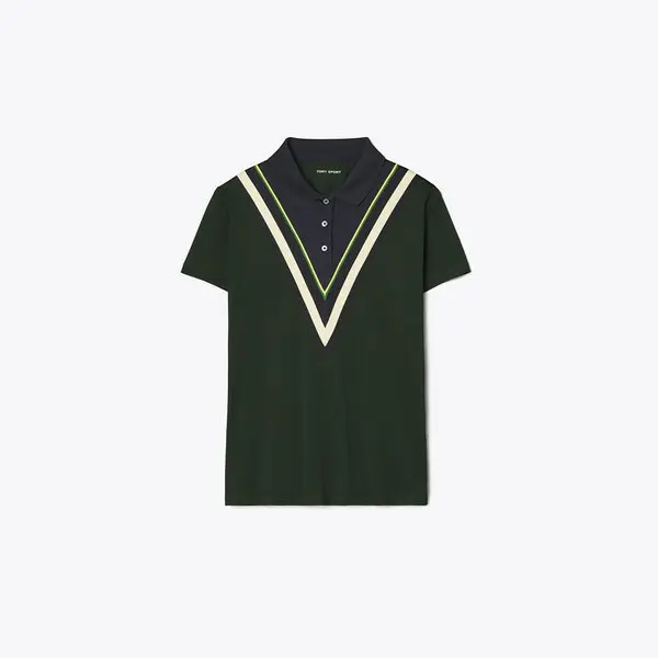 Tory Burch Tech Piqué Chevron Polo