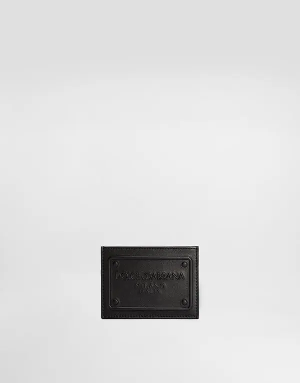Dolce & Gabbana Calfskin Card Holder With Raised Logo - Black