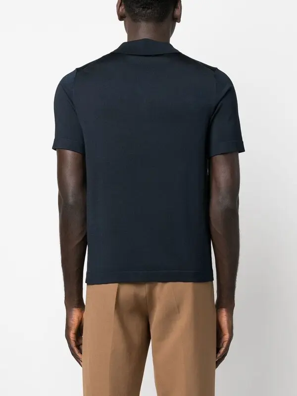 Sandro Knitted Polo Shirt With Zip Collar - Blue