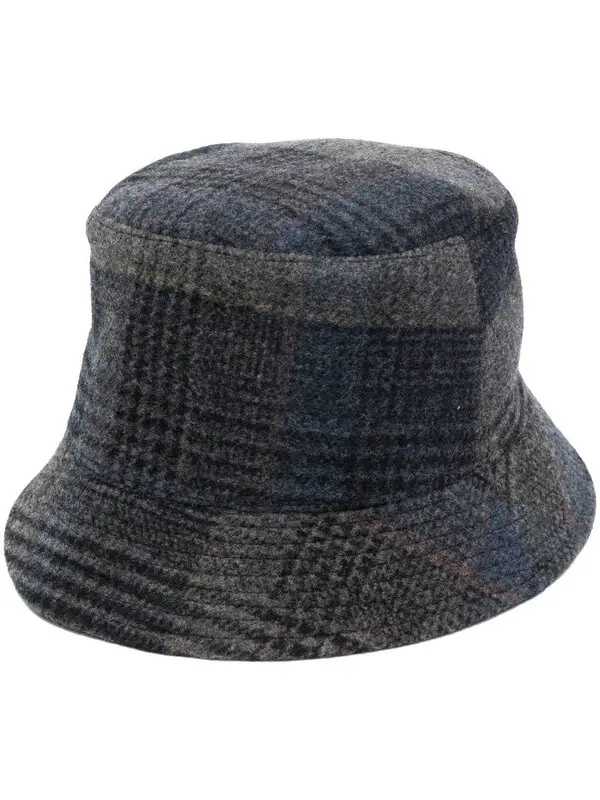 Fedeli Tartan-check Virgin Wool Hat - Blue