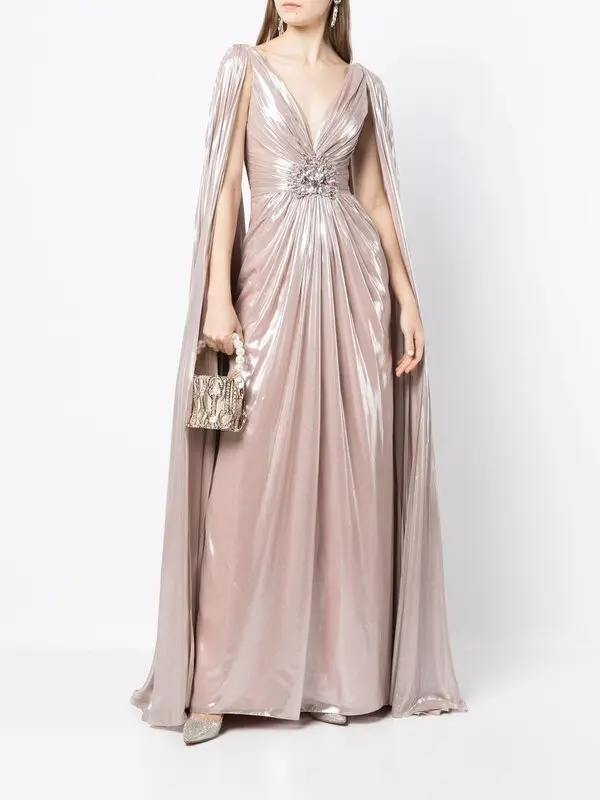 Jenny Packham Celia Cape-sleeved Gown
