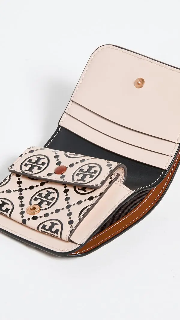 Tory Burch T Monogram Contrast Embossed Mini Wallet