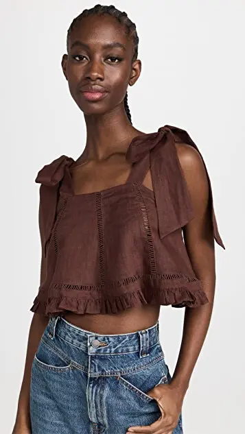 JOSLIN Adele Linen Crop Top