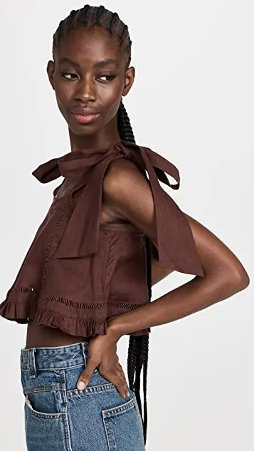 JOSLIN Adele Linen Crop Top