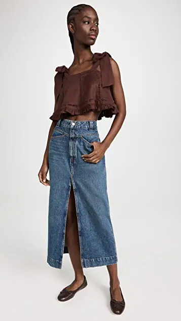 JOSLIN Adele Linen Crop Top