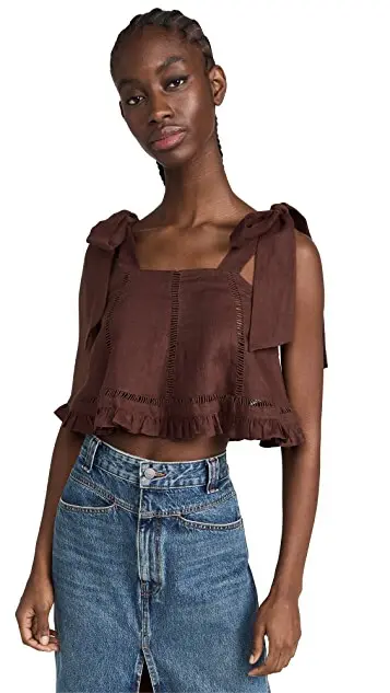 JOSLIN Adele Linen Crop Top