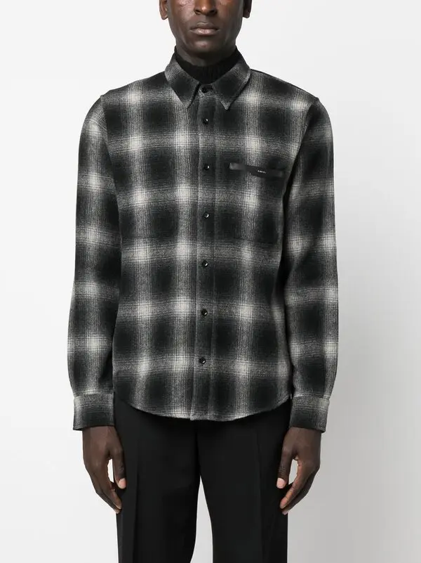 Amiri Logo-patch Check-print Shirt