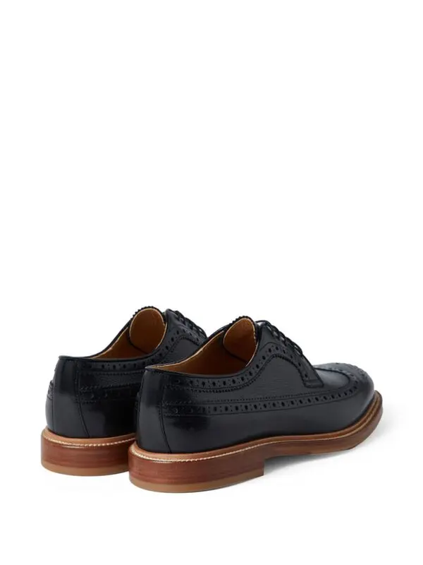 Brunello Cucinelli Leather Brogues Black Editorialist