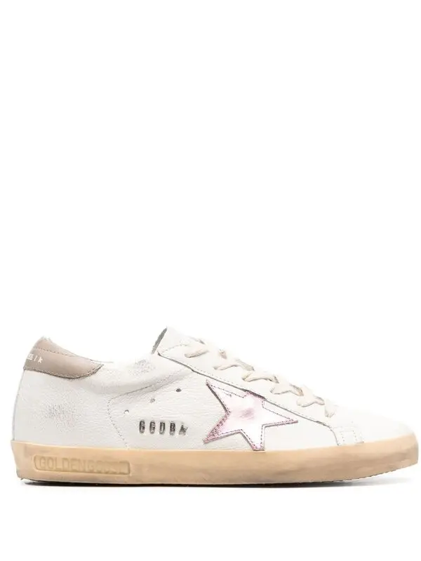 GOLDEN GOOSE Super-star Nappa Leather Sneakers With Metallic Star - White