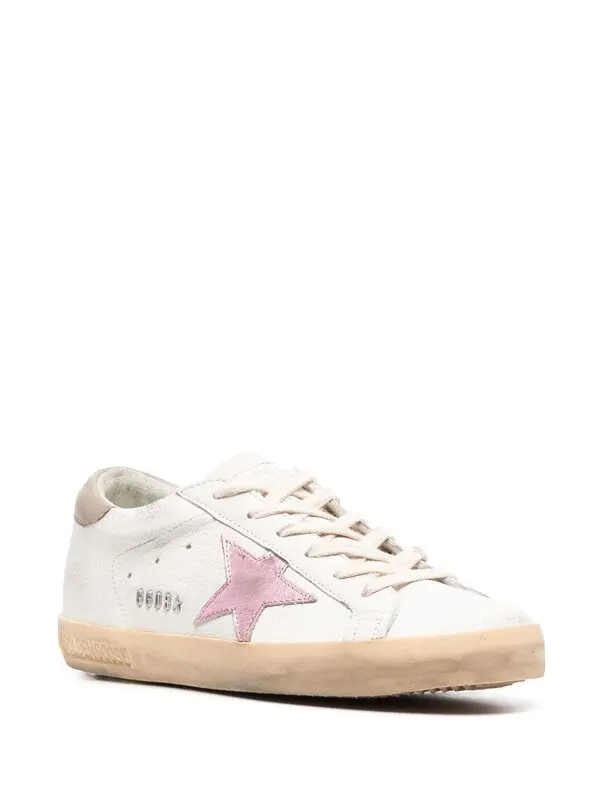 GOLDEN GOOSE Super-star Nappa Leather Sneakers With Metallic Star - White