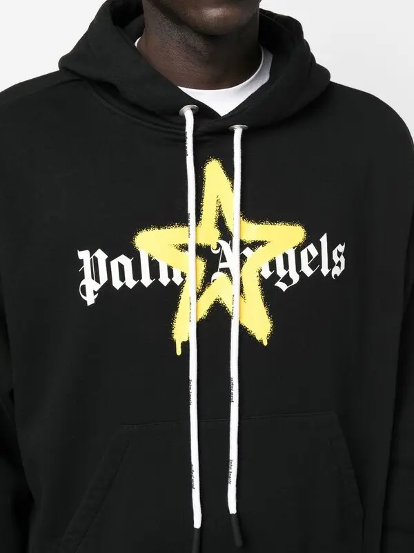 Palm Angels Star Sprayed Logo-print Hoodie