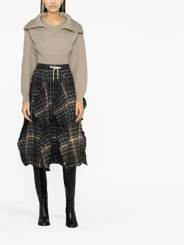 CHARLES JEFFREY Check Pattern Midi Skirt
