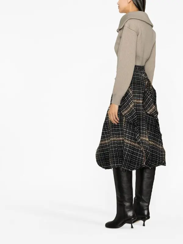 CHARLES JEFFREY Check Pattern Midi Skirt